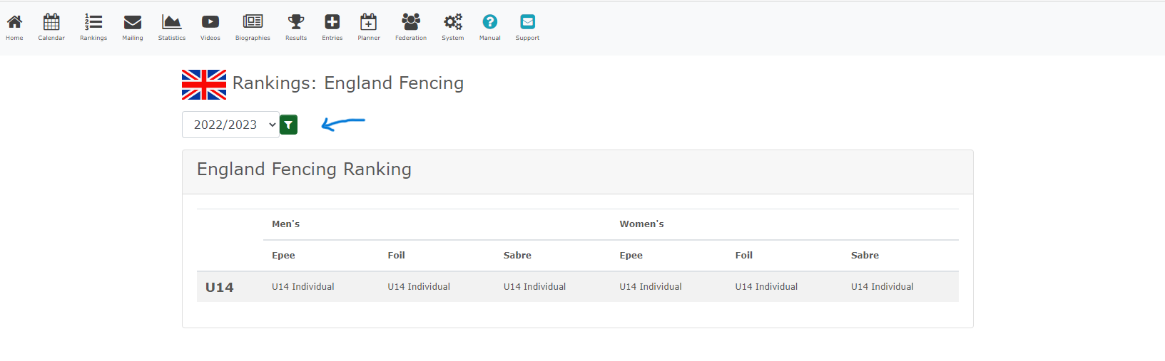 Rankings and Selection | England Fencing